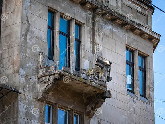 Destroyed Old Balcony on the Wall of an Ancient Building Stock Image ...