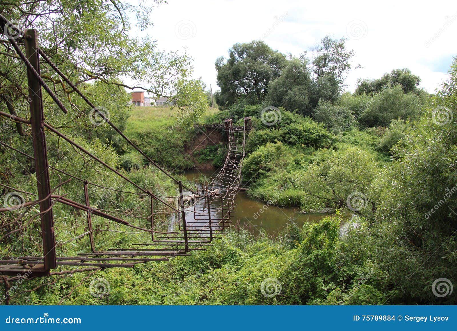 Destroyed old brige stock photo. Image of abandoned, bridge - 75789884