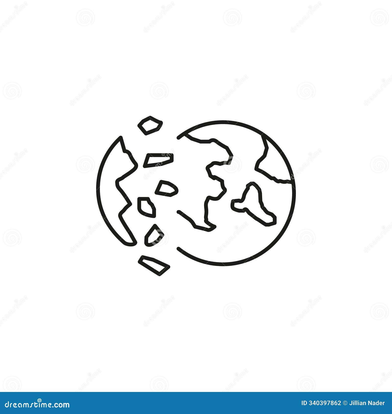 Destroyed Planet Icon Flat Line Symbol Set Stock Illustration ...