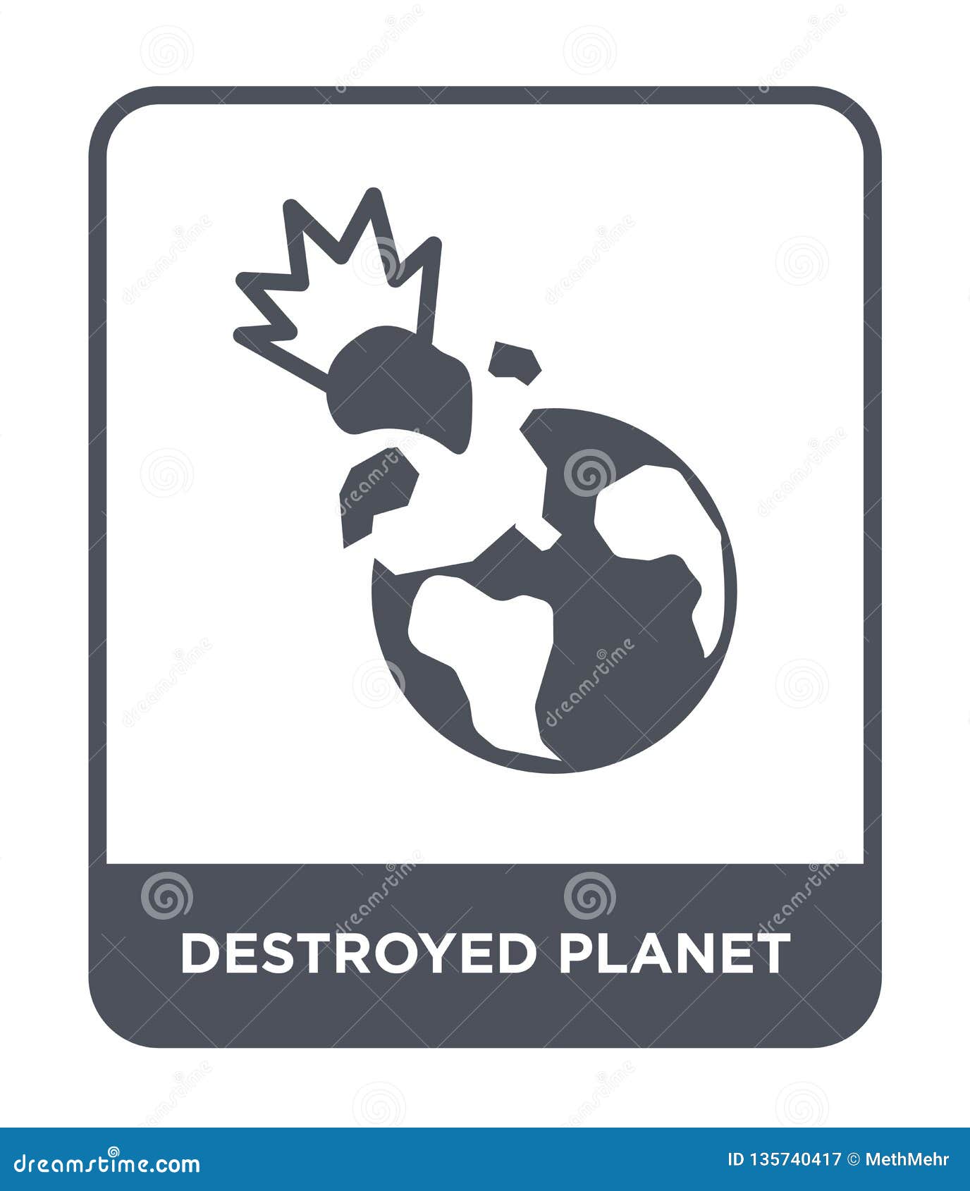 Destroyed Planet Icon in Trendy Design Style. Destroyed Planet Icon ...