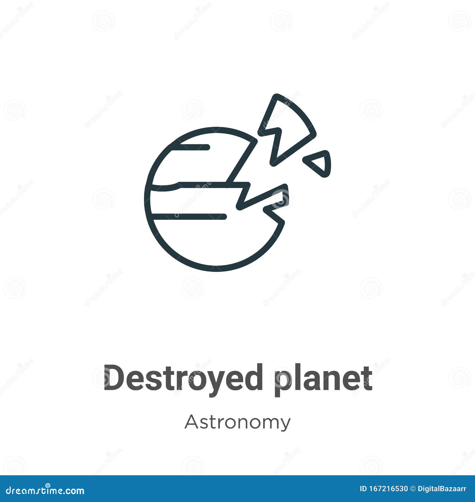 Destroyed Planet Outline Vector Icon. Thin Line Black Destroyed Planet ...