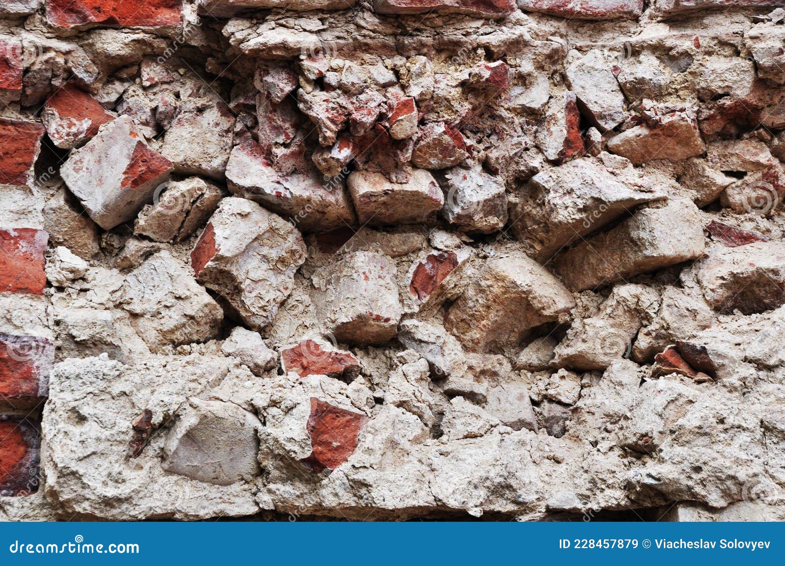 Destroyed Red Brick Wall. Background, Texture Stock Image - Image of ...