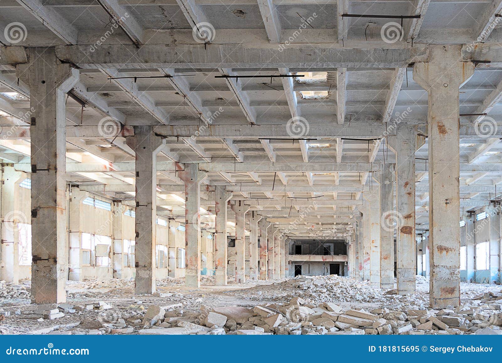 Destroyed Reinforced Concrete Industrial Building Stock Image - Image ...