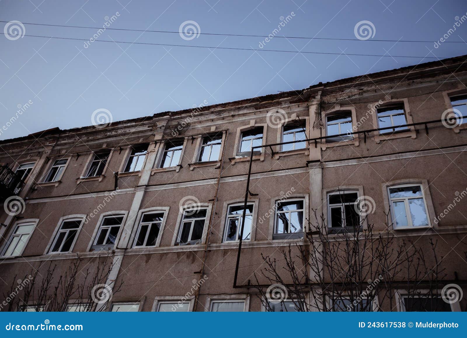 Destroyed Residential Building. Consequences of War or Fire Concept ...