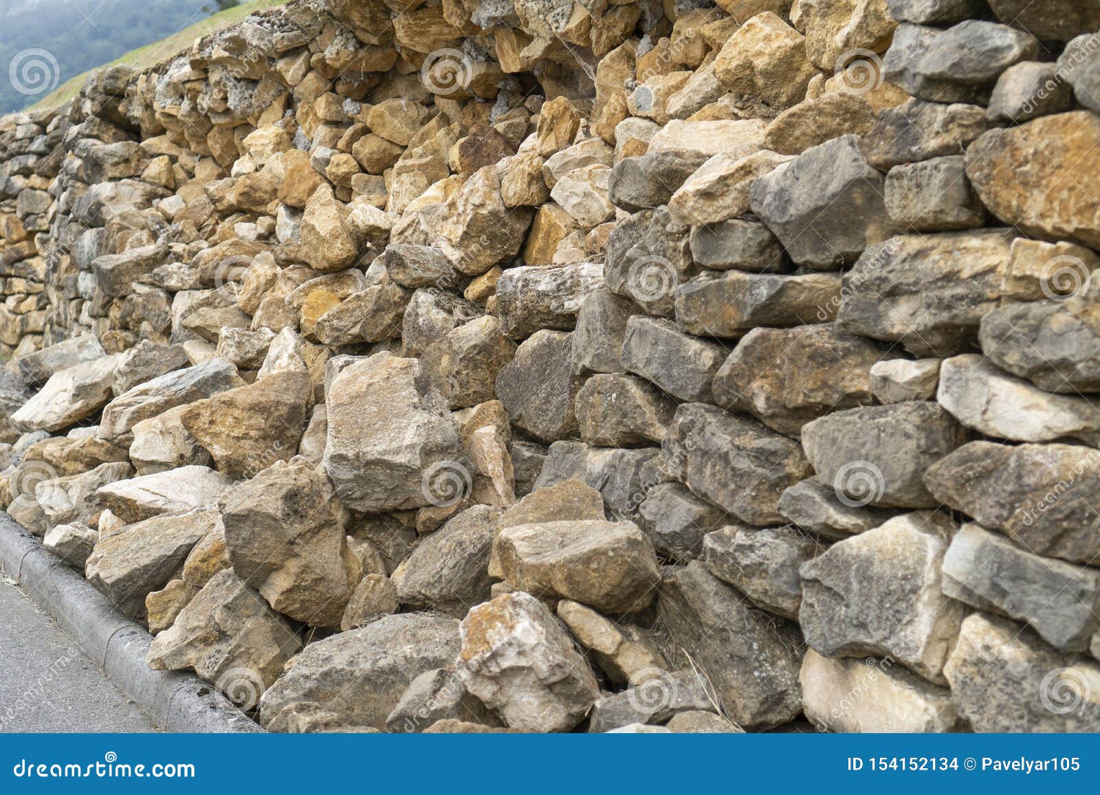 Destroyed Retaining Stone Wall of Natural Stone after Heavy Rains Stock ...