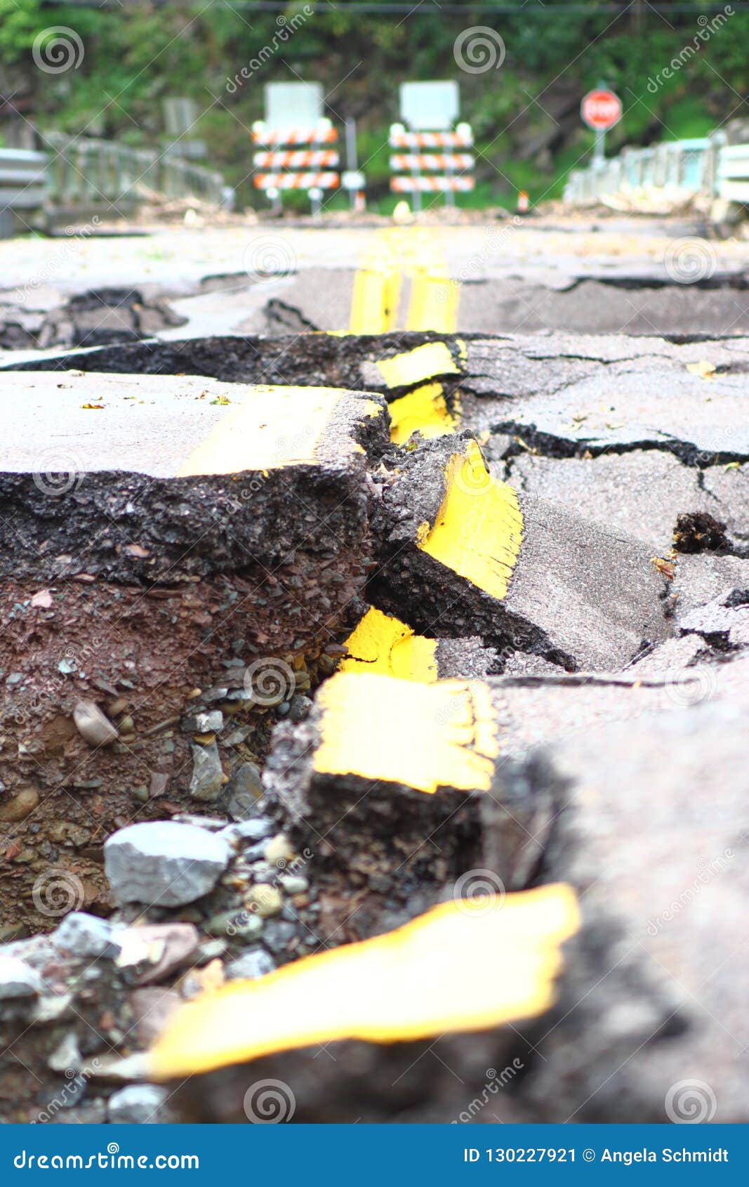 Destroyed Road after Flood stock image. Image of destroyed - 130227921
