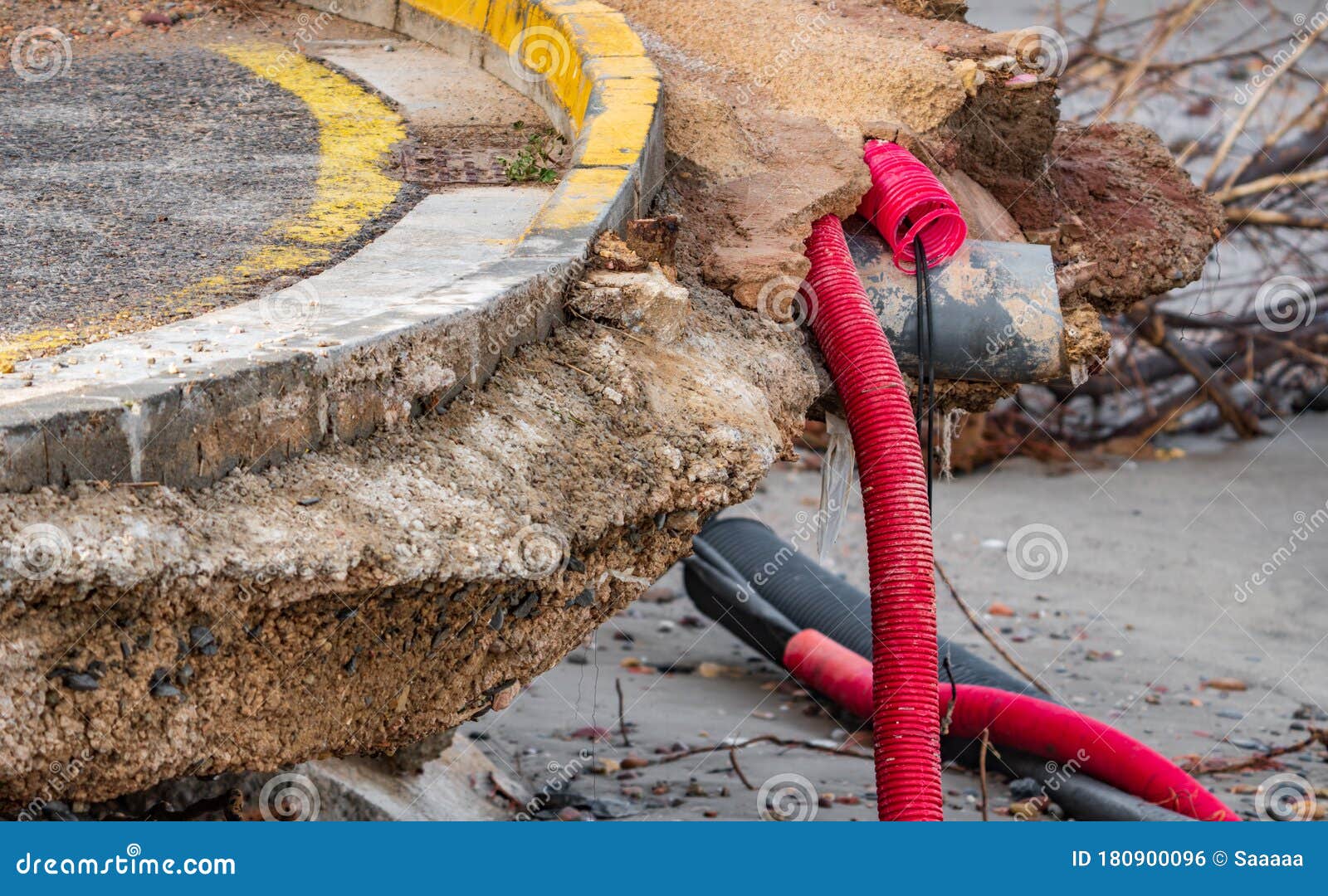 Broken Pipes Due To Subsidence In The Soil Around The House Royalty ...