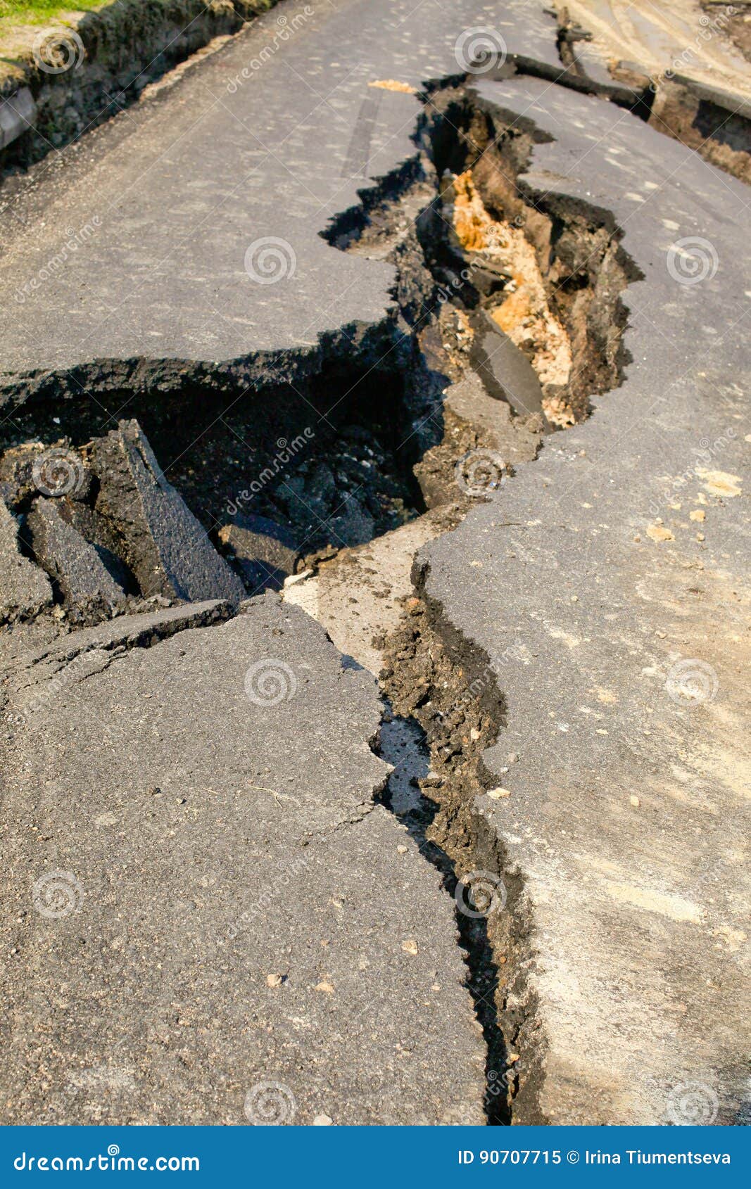 Destroyed road stock image. Image of level, line, landslide - 90707715