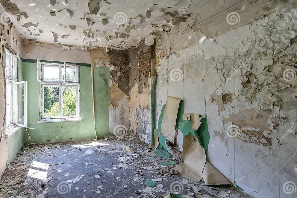 Inside the destroyed house stock image. Image of destruction - 120610061