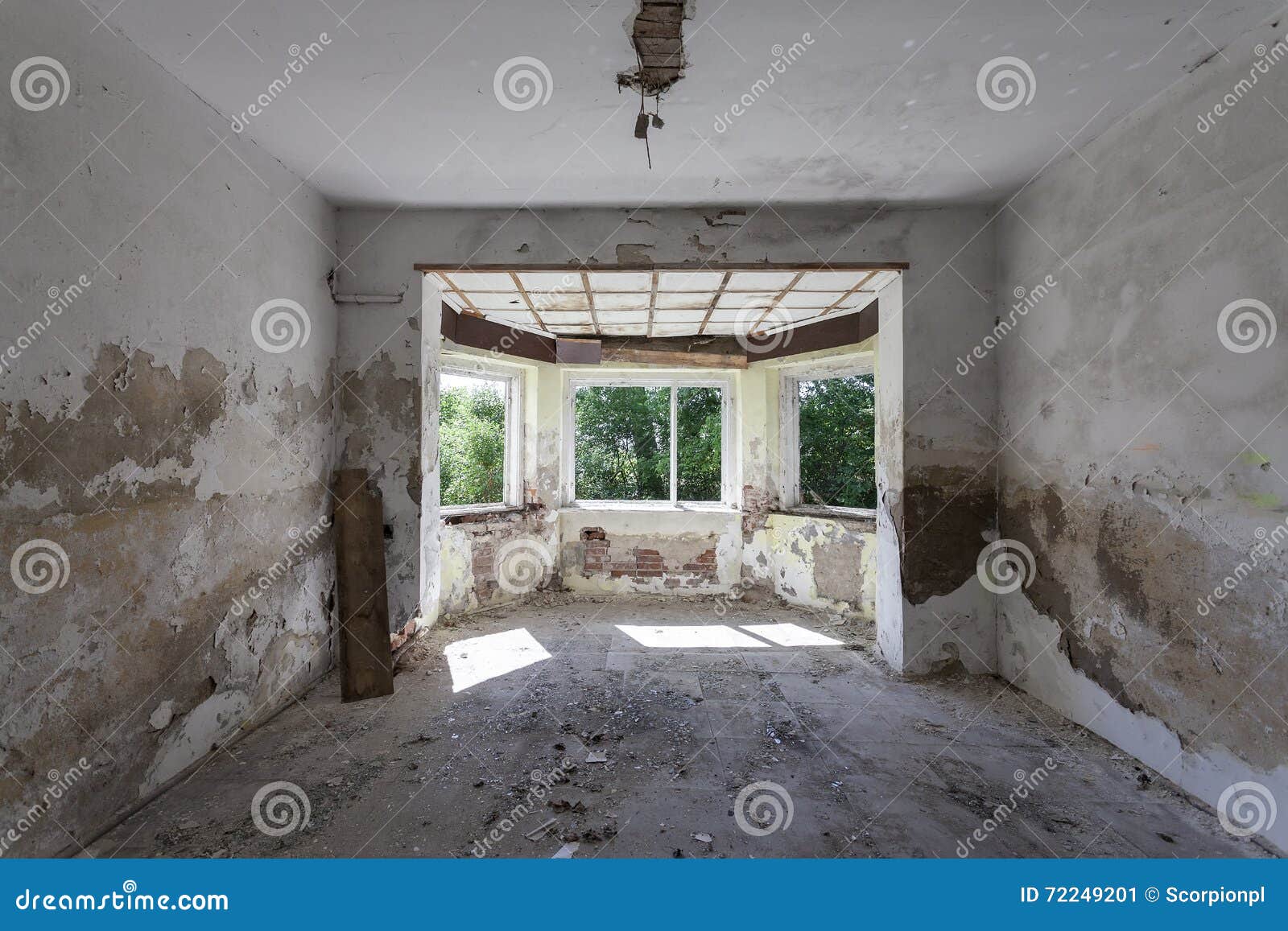 Destroyed Room Inside the Old Building Stock Image - Image of home ...