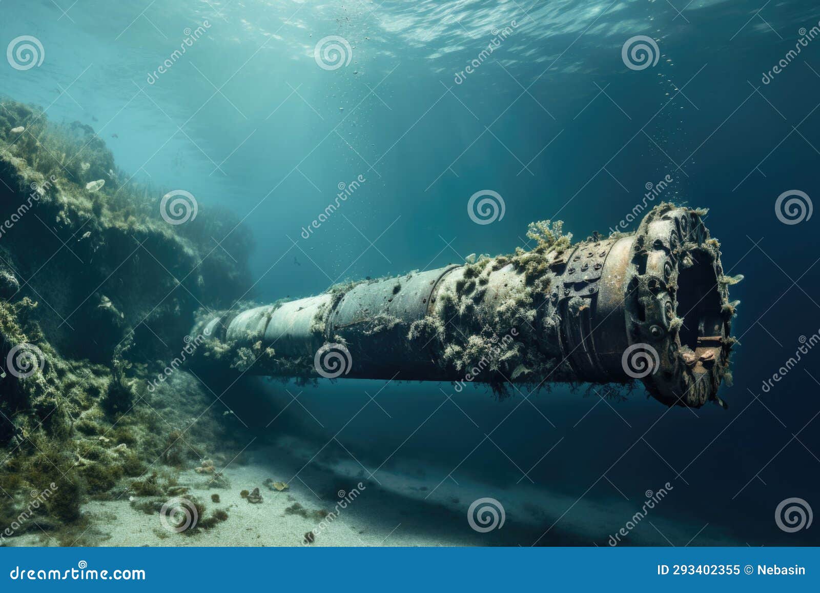 A Destroyed Rusty Gas Pipeline in the Ocean. the Image is a Reminder of ...