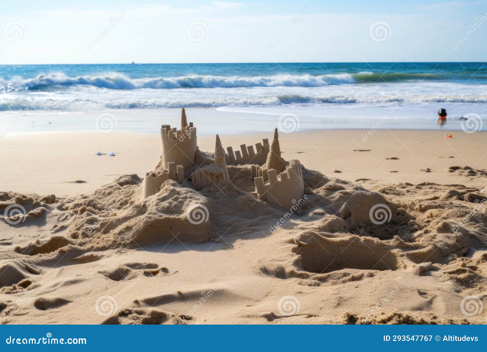 Destroyed Sandcastle at the Edge of the Beach Stock Image - Image of ...