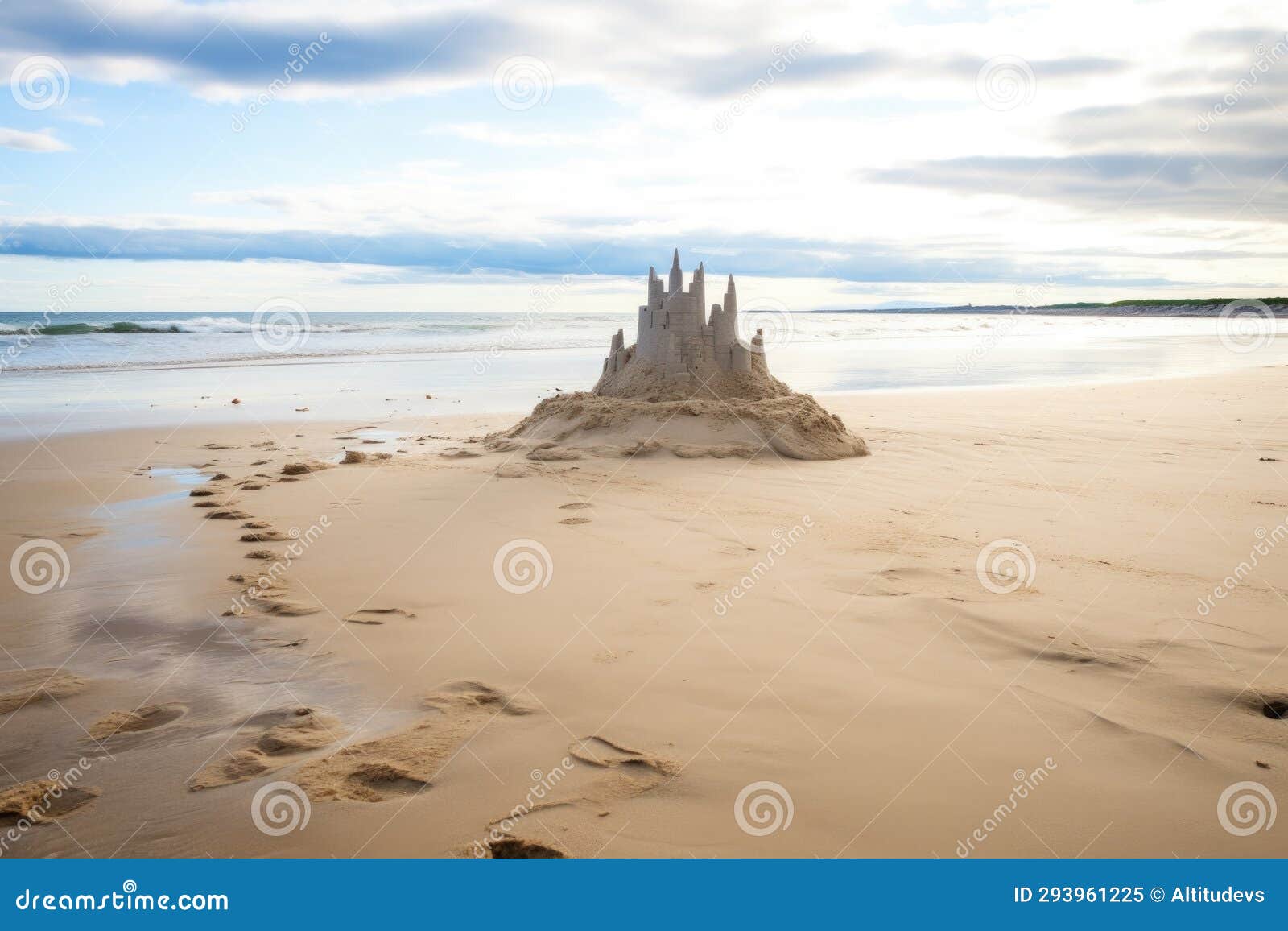 Destroyed Sandcastle at the Edge of the Beach Stock Image - Image of ...