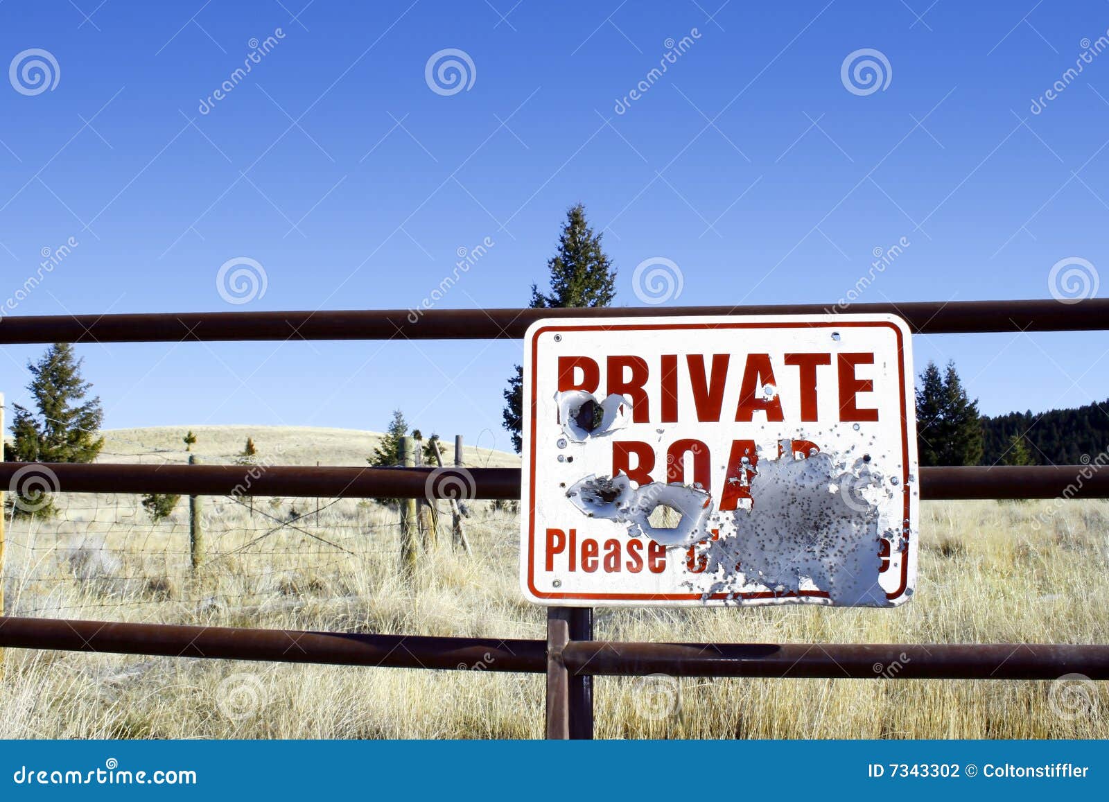 Destroyed Sign stock photo. Image of sign, fence, montana - 7343302