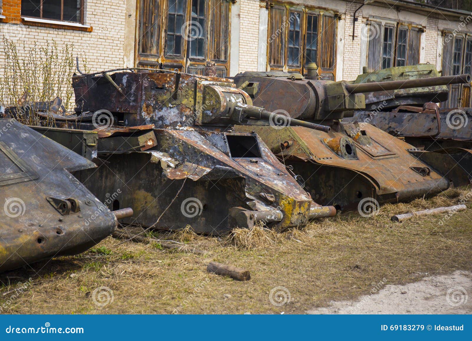 Destroyed soviet old tanks stock image. Image of wreck - 69183279