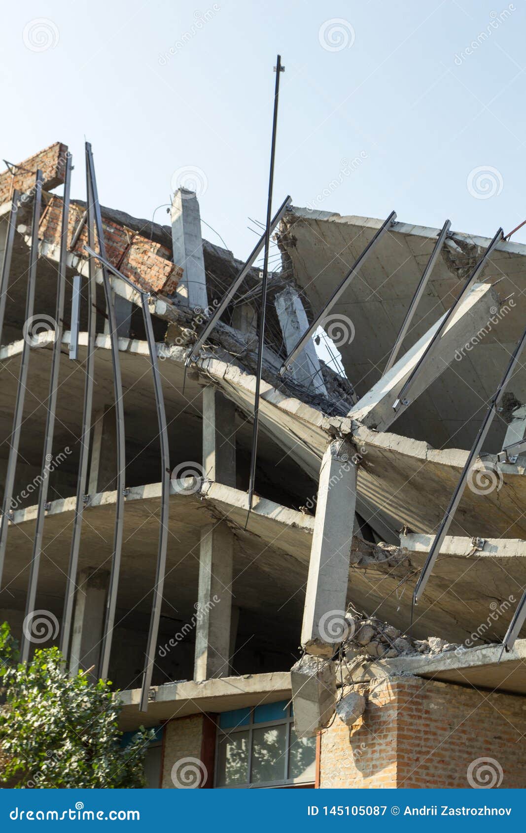 Destroyed Structure, Broken Floors. Vertically Stock Image - Image of ...