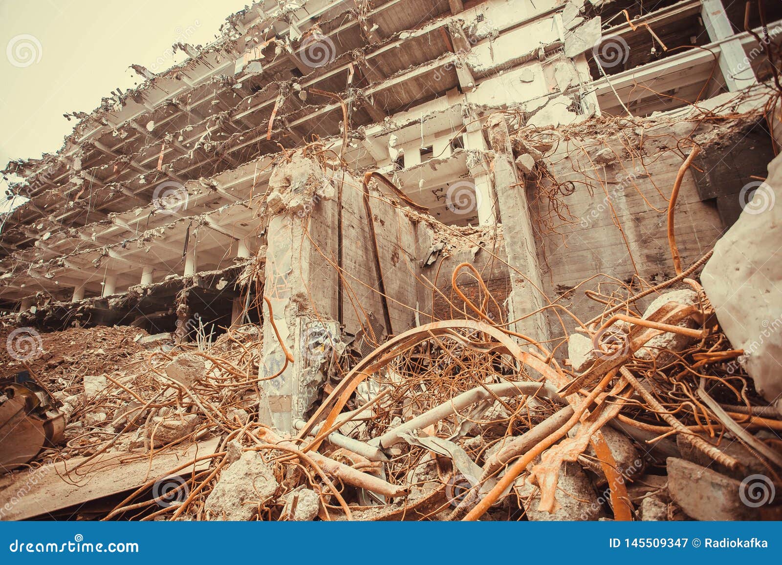 Destroyed Structure and Engineer Works for Demolition and Construction ...