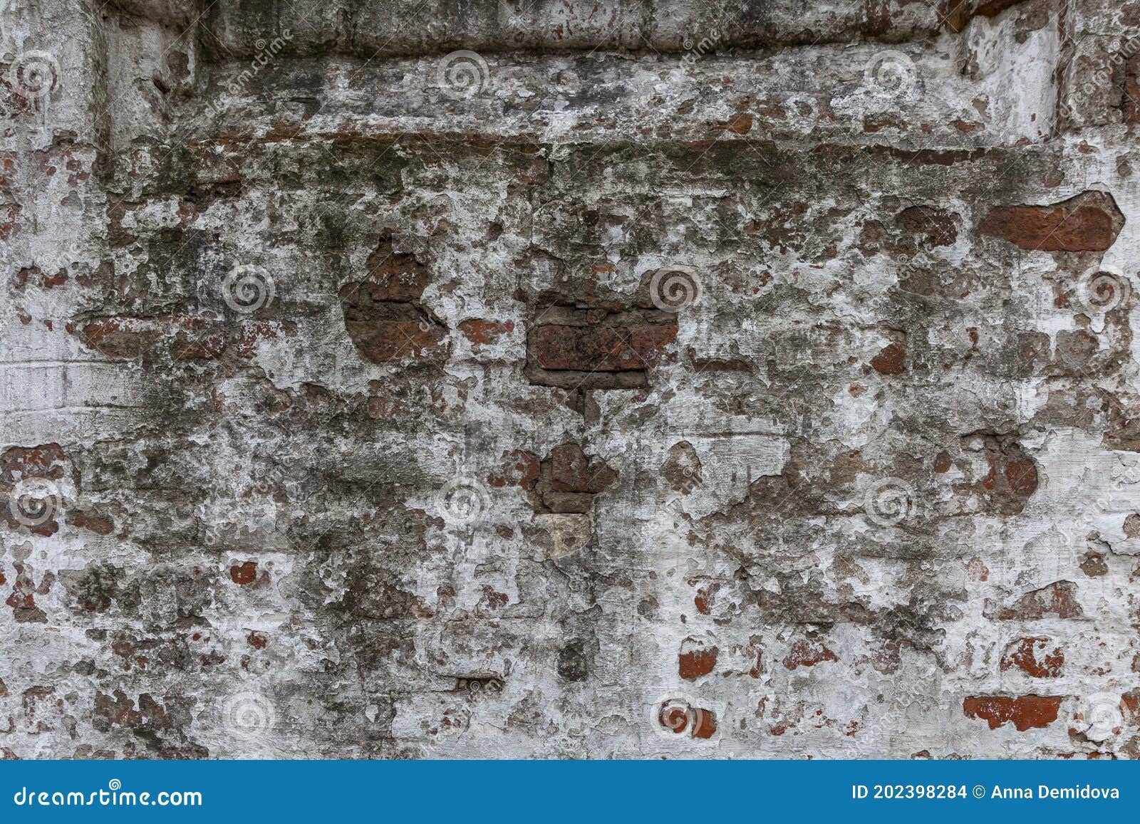 Destroyed Surface of a White Brick Wall. Background Stock Photo - Image ...