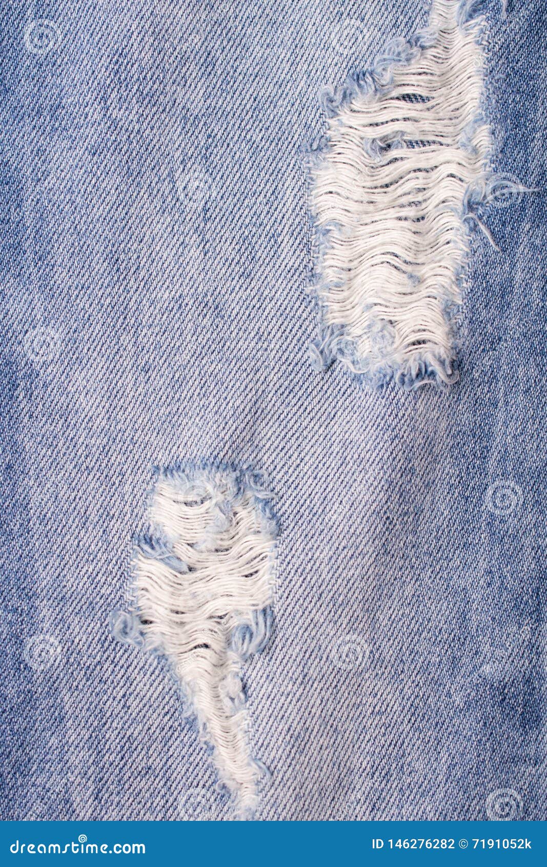 Destroyed Torn Blue Jeans Background. Close Up Blue Ripped Jeans Stock ...