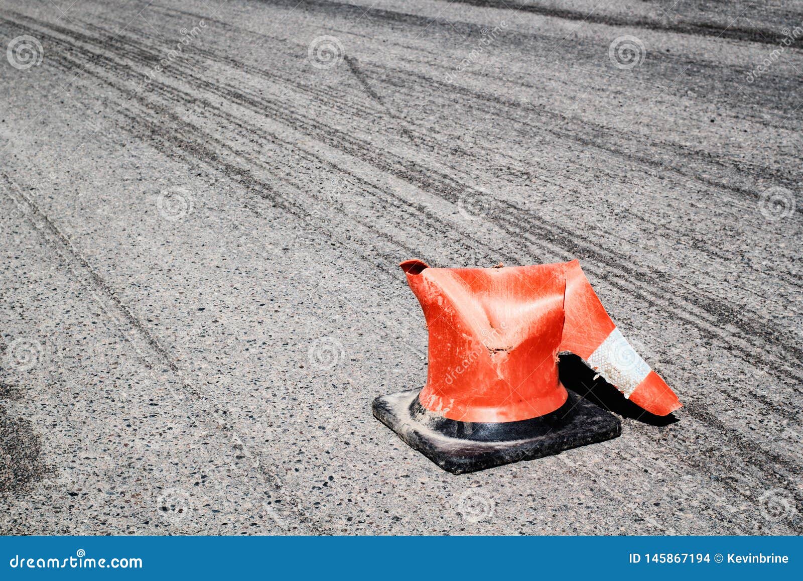 Destroyed Traffic Cone stock photo. Image of detour - 145867194