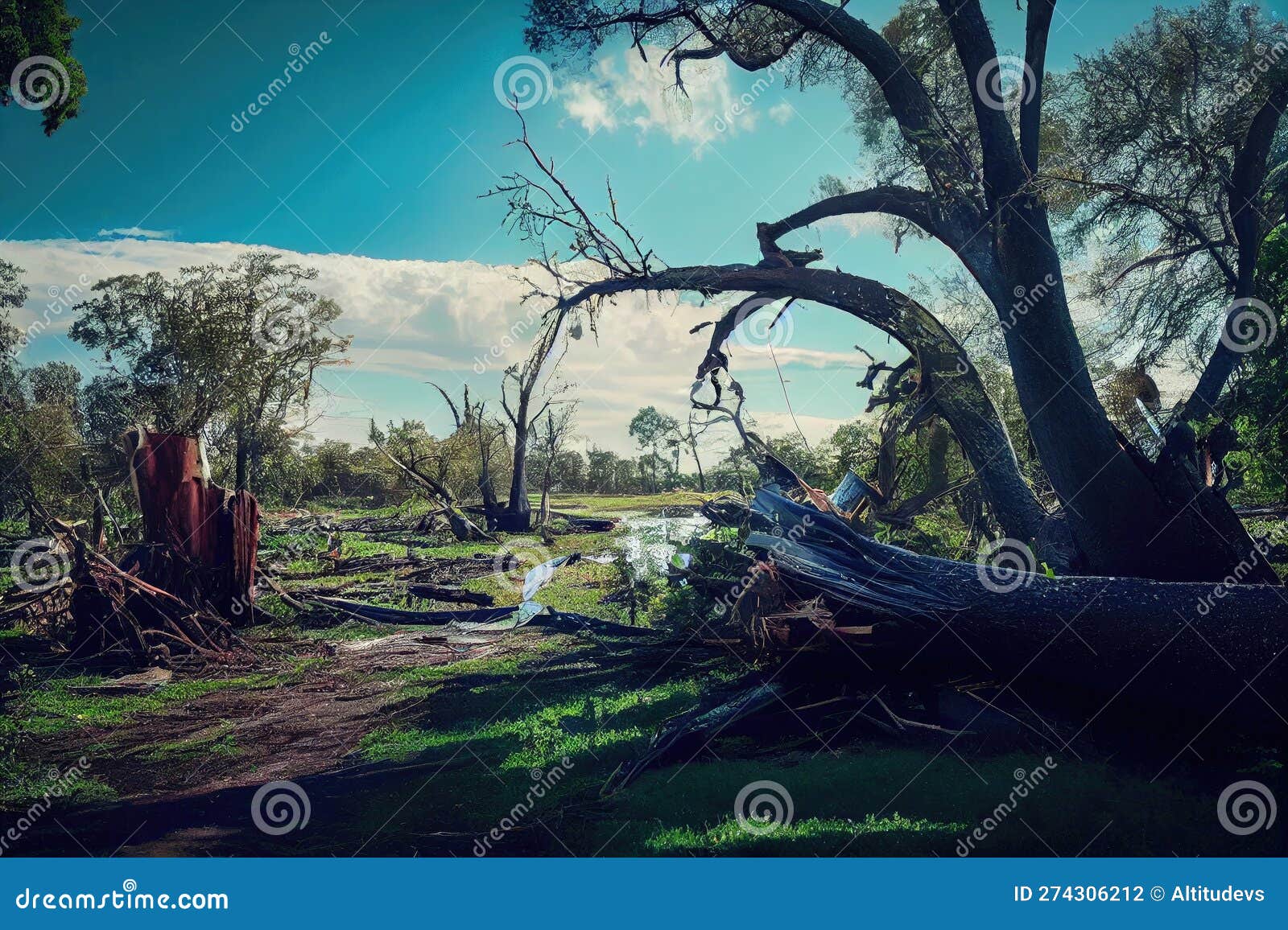 Destroyed Trees and Broken Branches in Park after Aftermath Hurricane ...