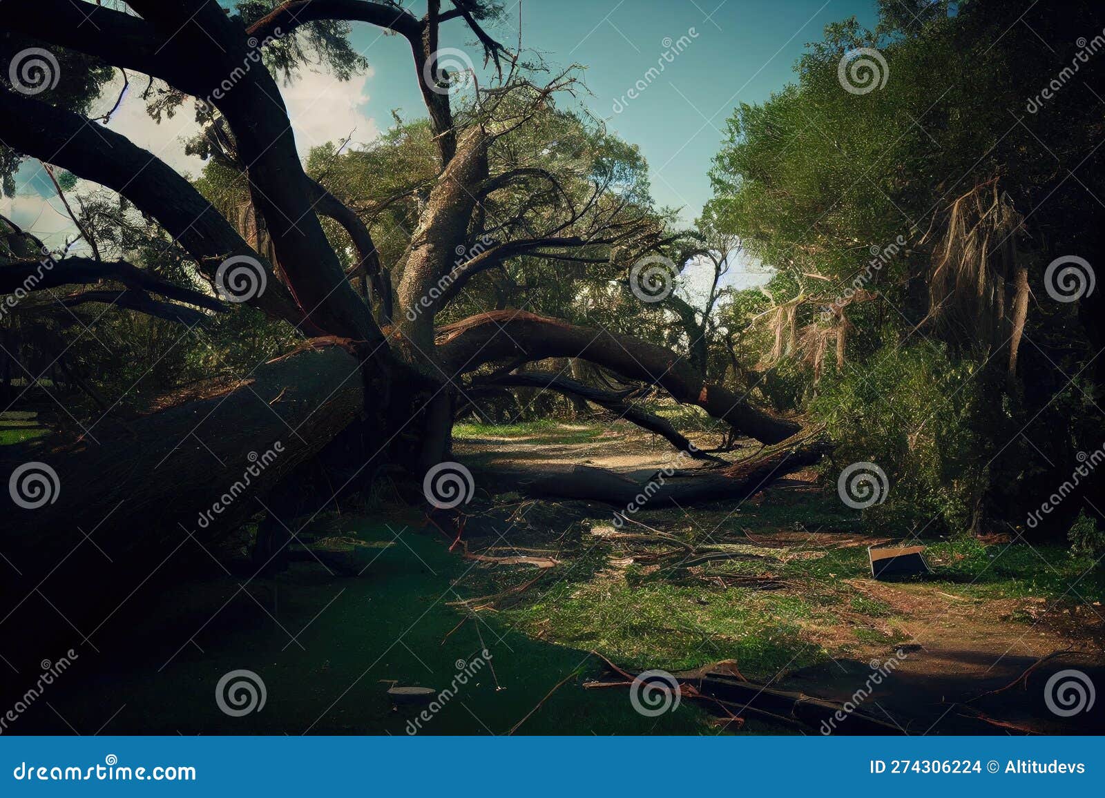 Destroyed Trees And Uprooted In Process Of Aftermath Hurricane Rushing ...