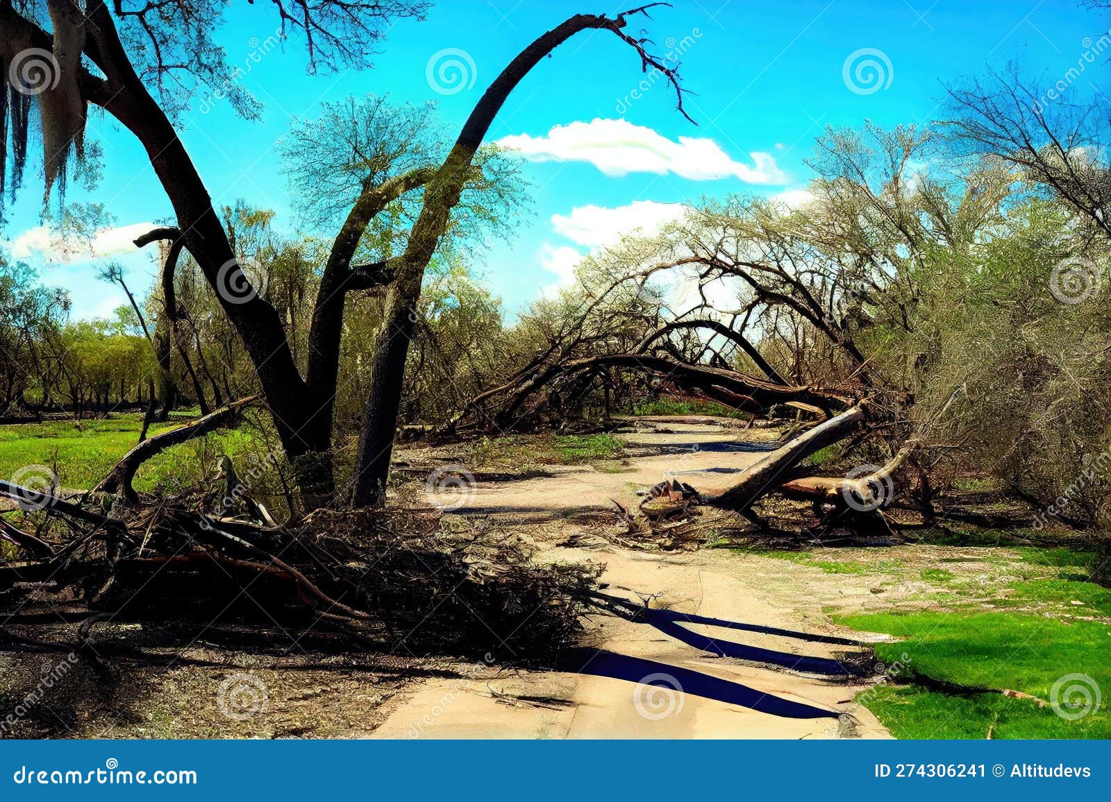 Destroyed Trees and Broken Branches in Park after Aftermath Hurricane ...