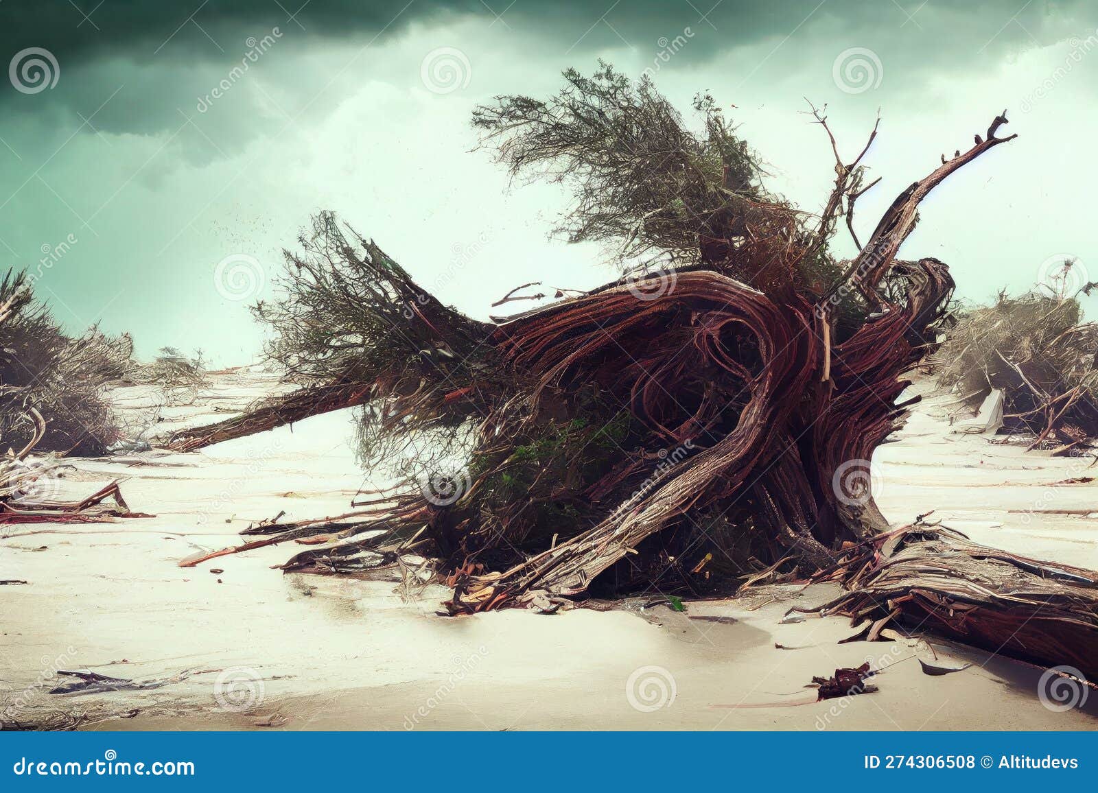 Destroyed Trees And Uprooted In Process Of Aftermath Hurricane Rushing ...