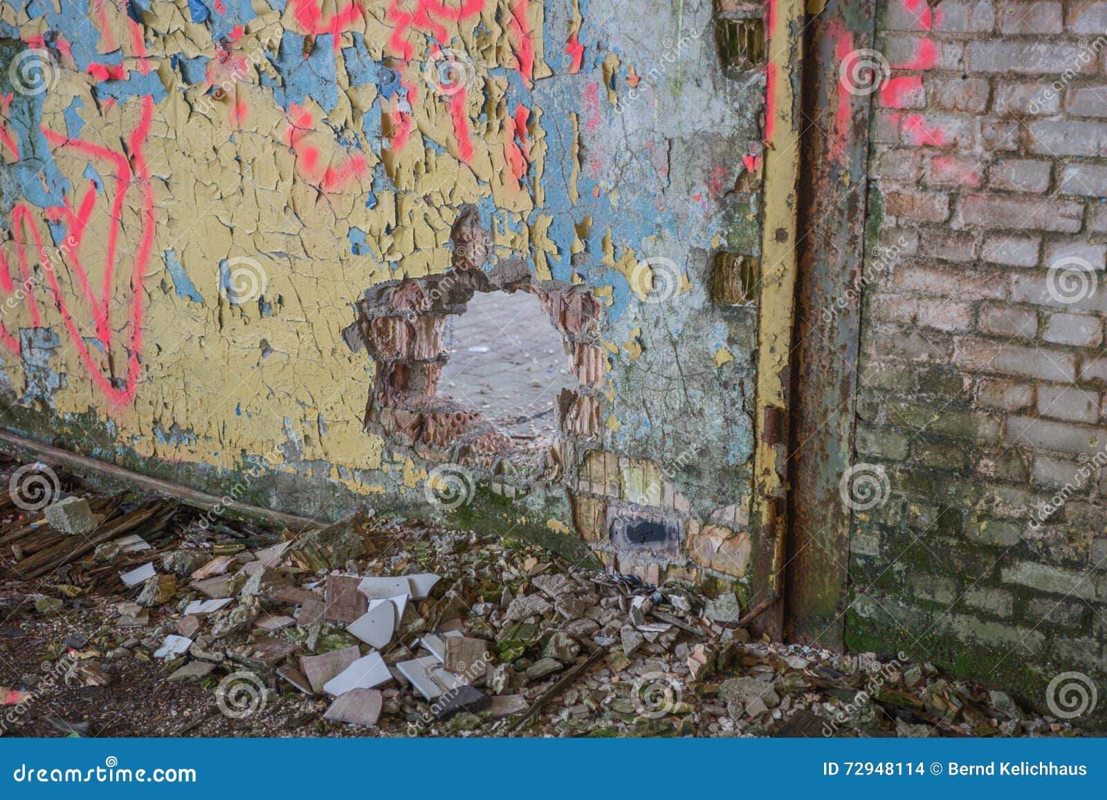Destroyed Wall in an Abandoned Building Stock Photo - Image of failure ...