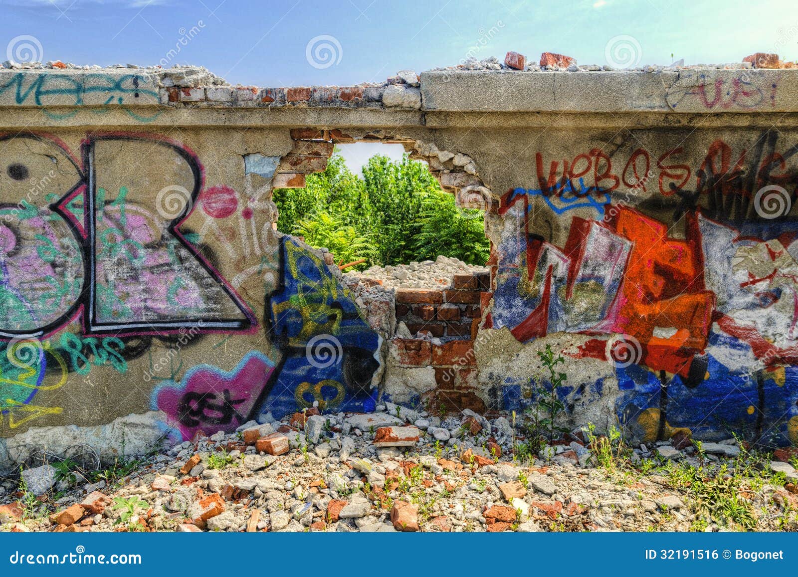 Destroyed wall stock photo. Image of colorful, asphalt - 32191516