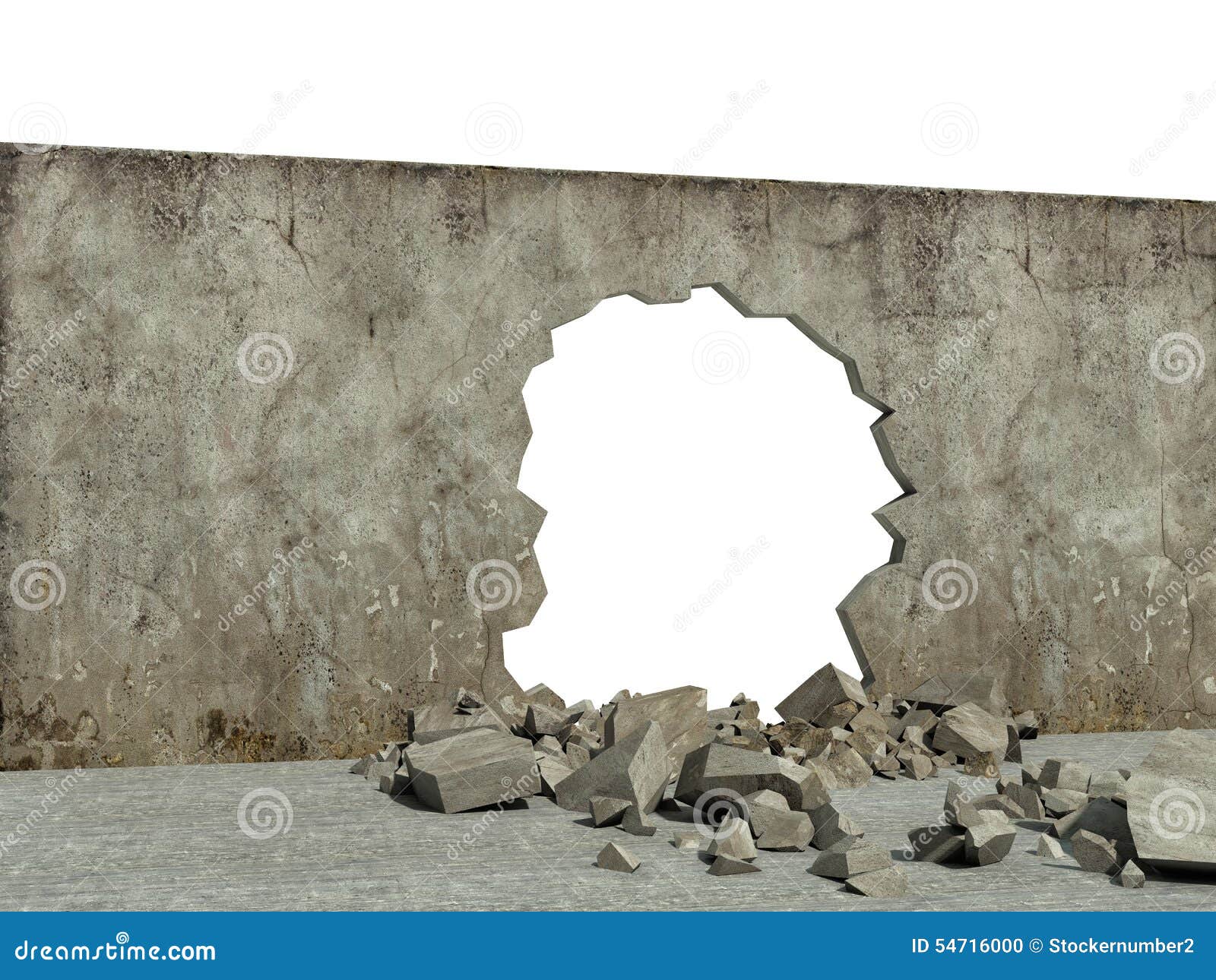 Destroyed Wall of Concrete Structure Stock Illustration - Illustration ...