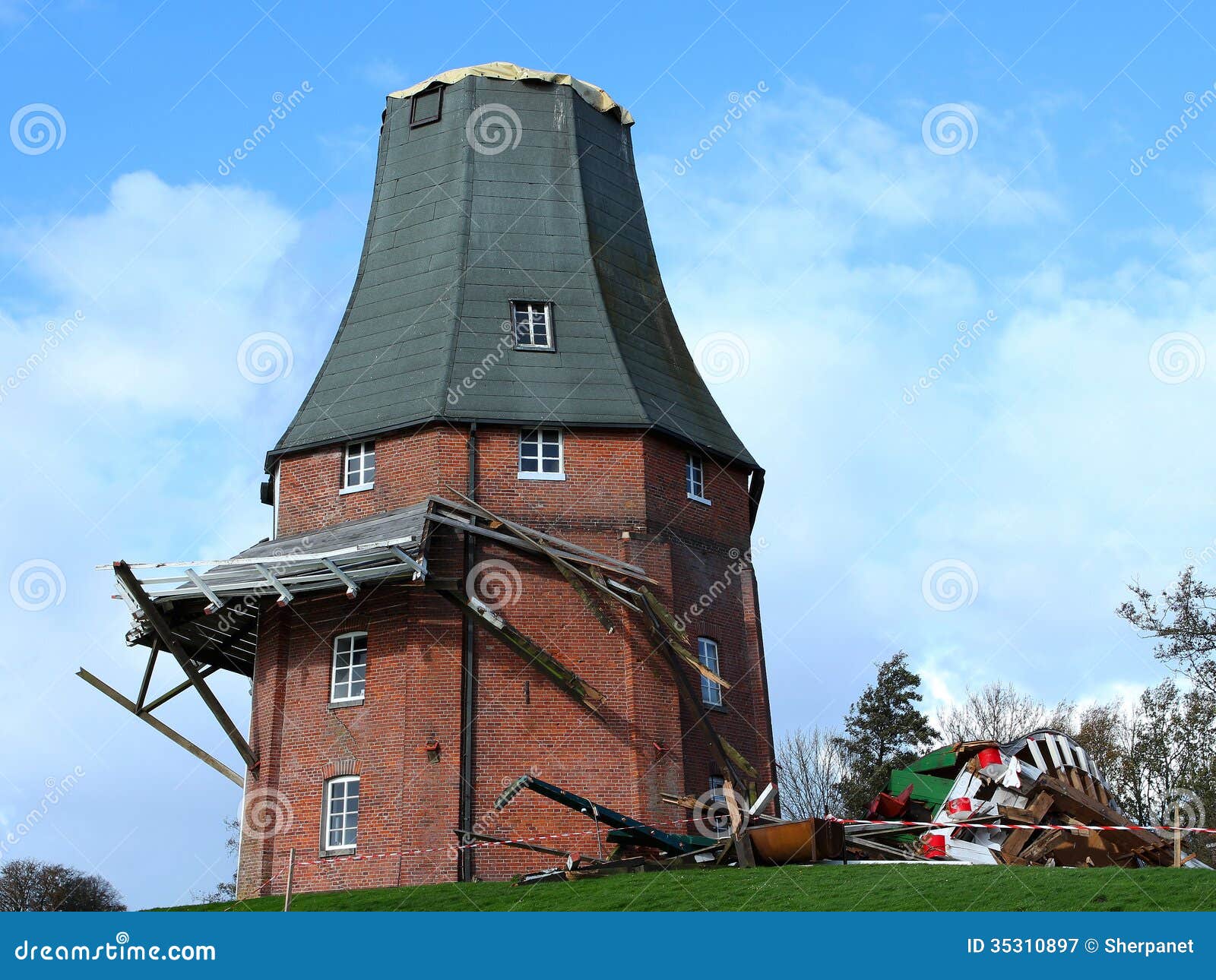 Destroyed Windmill in Storm 2013 Stock Image - Image of harm, landscape ...