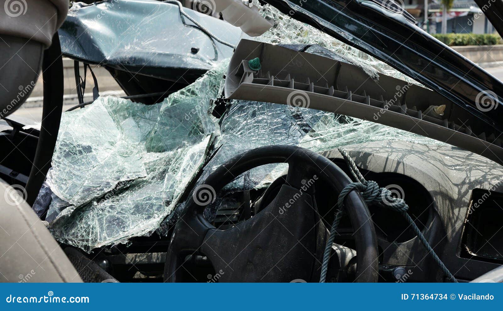 Destroyed Windshield Front Part Car Stock Photo - Image of dangerous ...