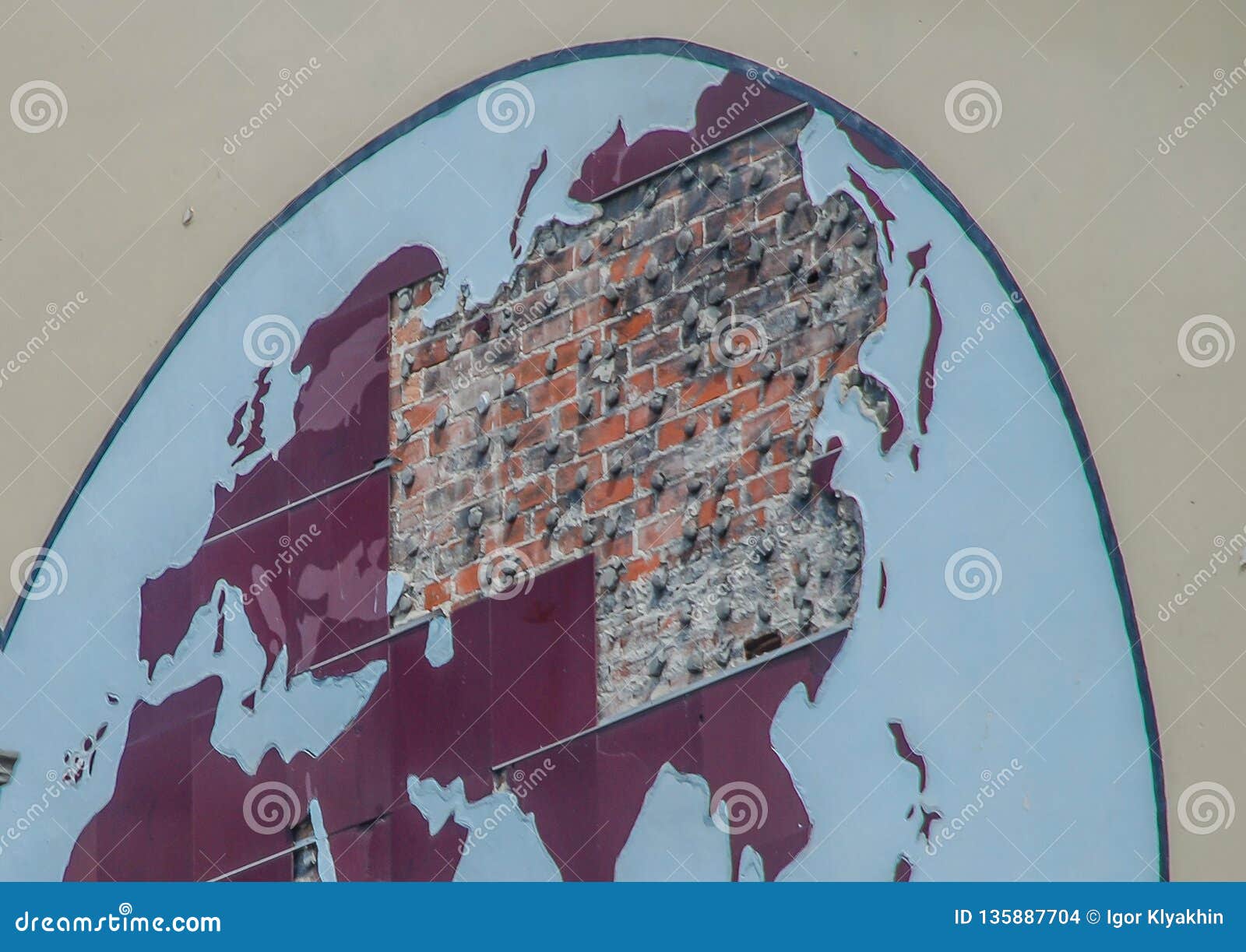 Destroyed World Map on the Wall of a House in Havana Stock Photo ...