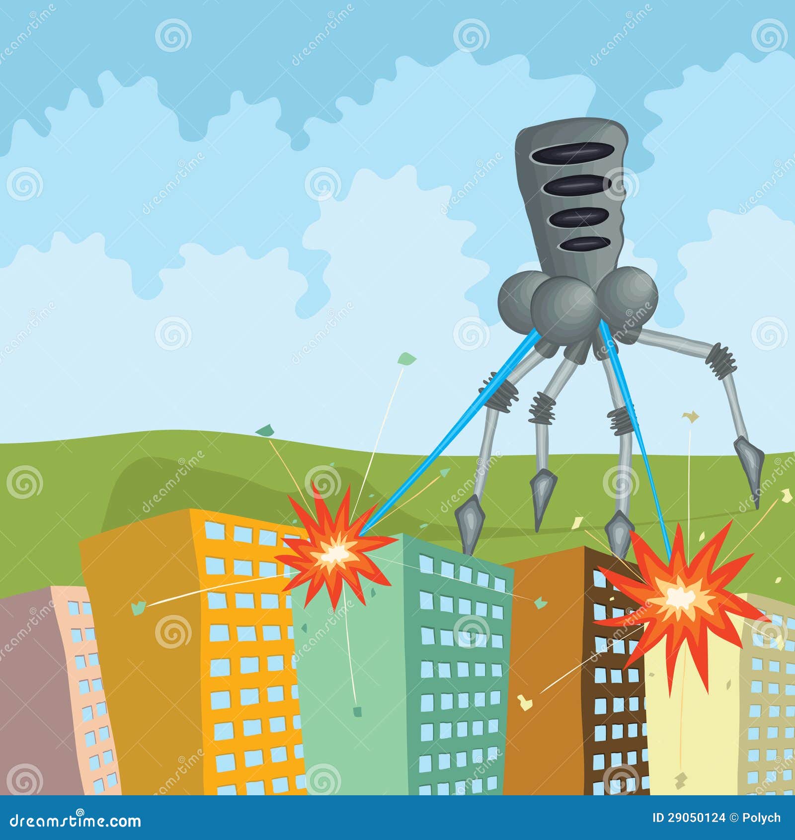 Giant Destroyer Robot Vector Illustration | CartoonDealer.com #232445630