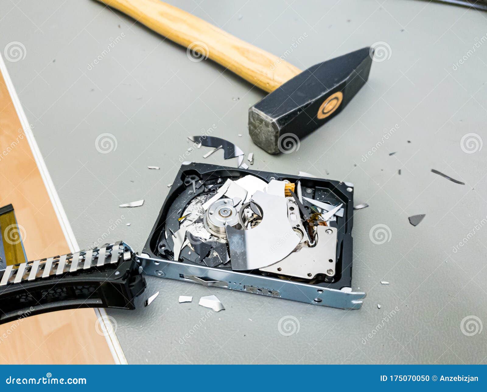 Destroying Computer Hard Drive with a Hammer. Stock Photo - Image of ...