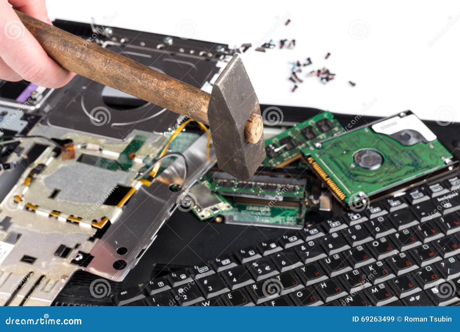Destroying Laptop with a Hammer Stock Image - Image of laptop ...