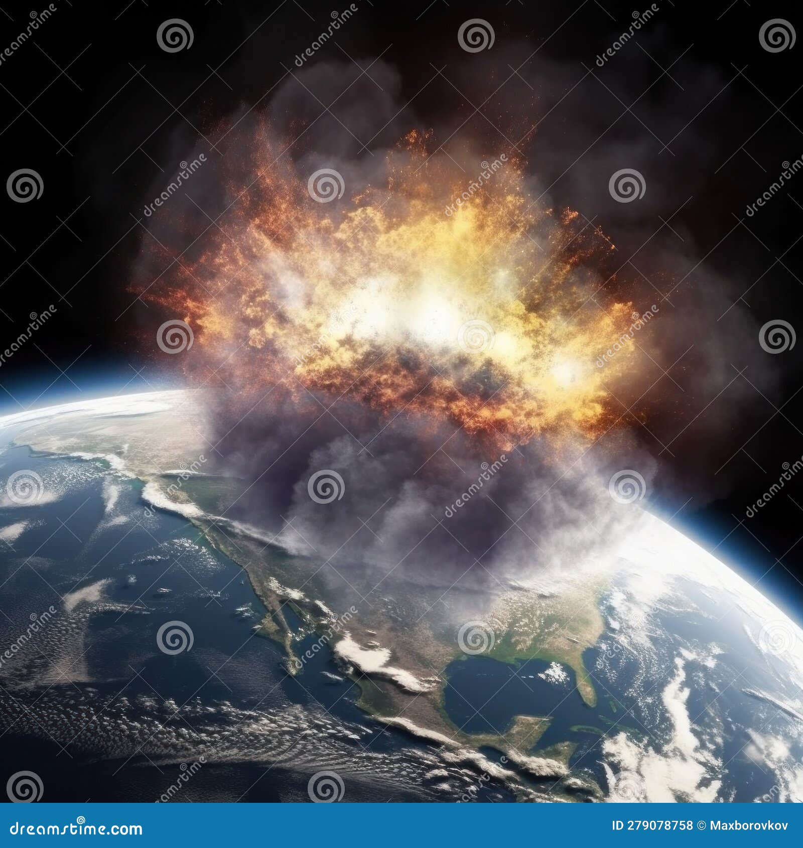 Destroying of Planet by Asteroid Impact with Huge Explosion. AI ...
