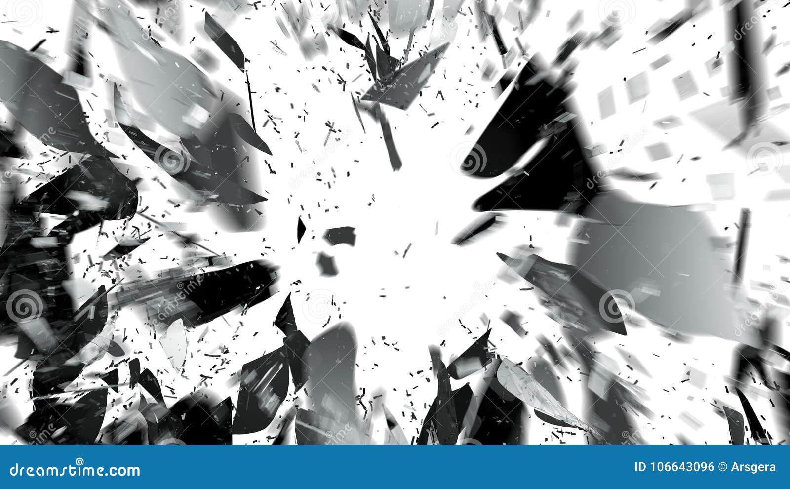 Destructed and Broken Glass with Motion Blur on White Stock ...