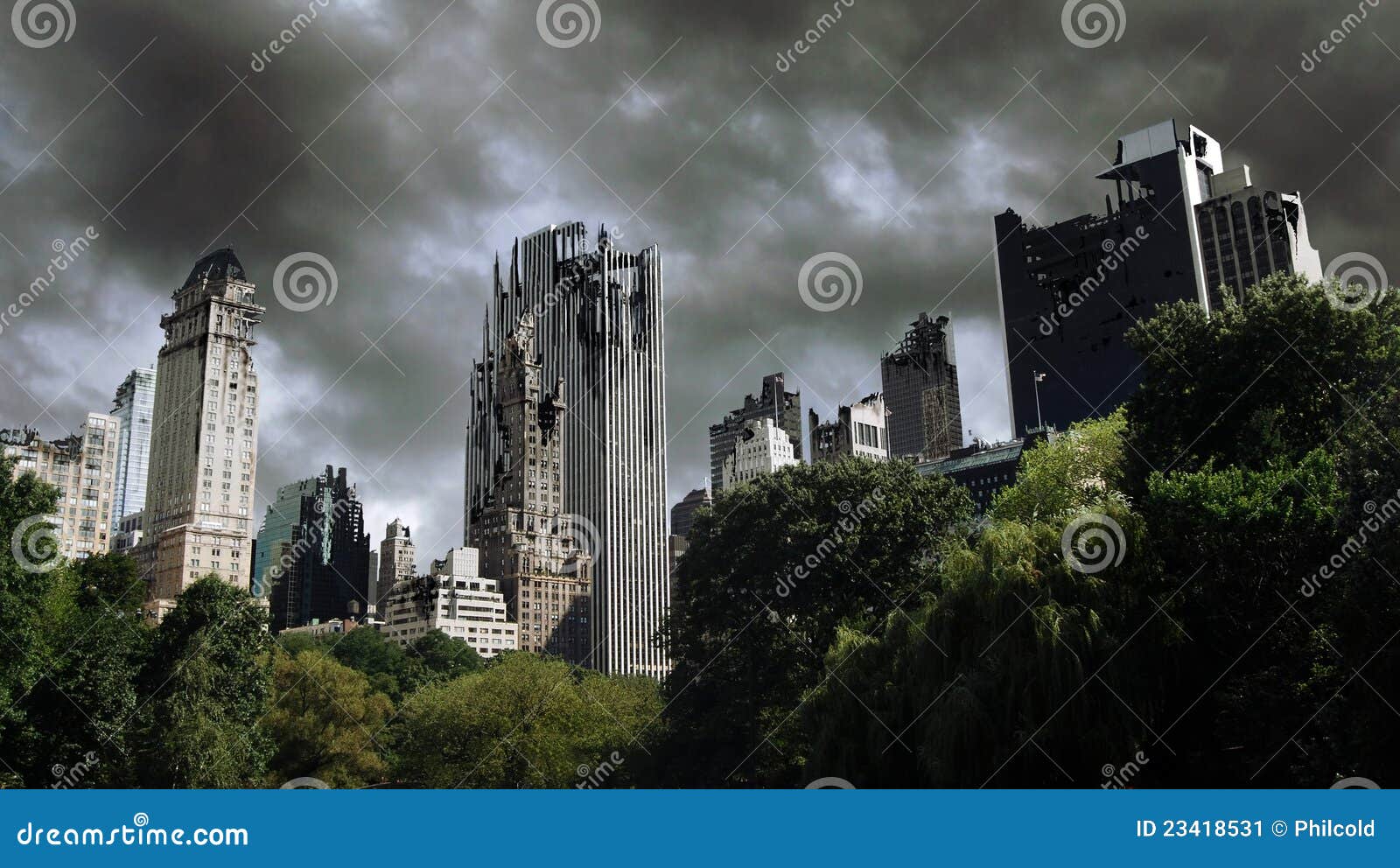 Destructed city stock illustration. Illustration of civilization - 23418531