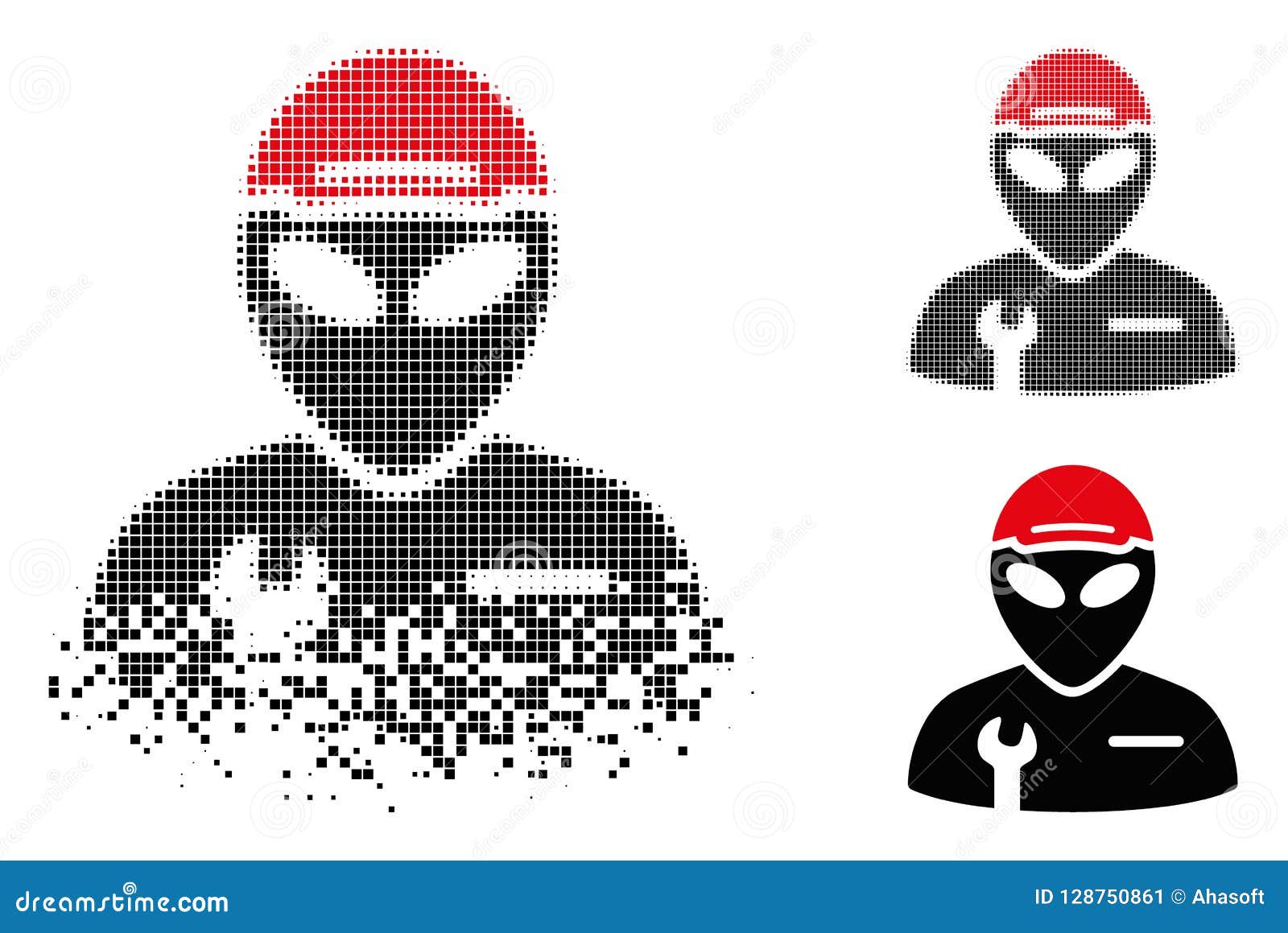 Destructed Dot Halftone Alien Serviceman Icon Stock Vector ... Destructed Dot Halftone Alien Serviceman Icon Stock Vector ...