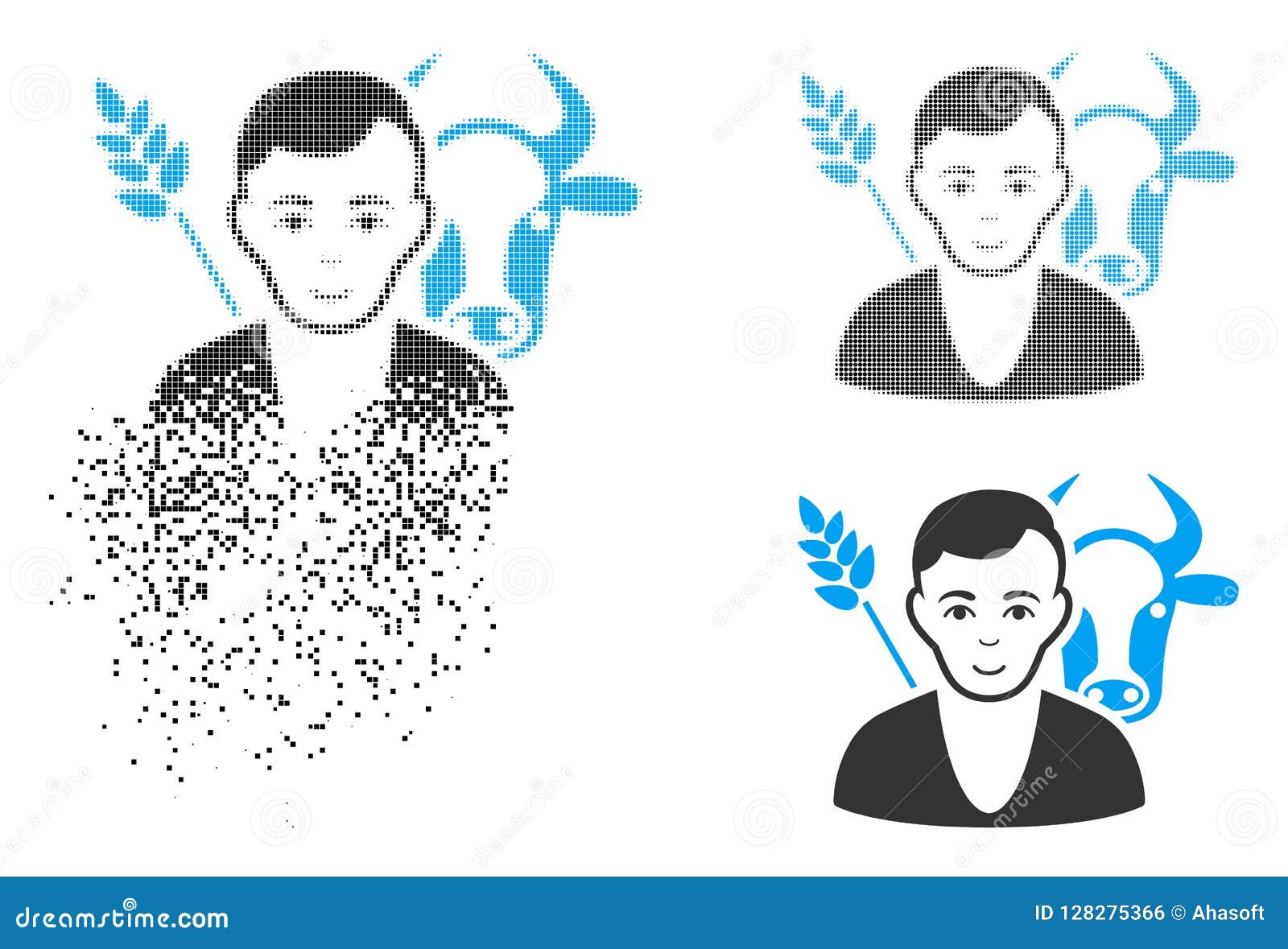 Destructed Dot Halftone Farmer Icon with Face Stock Vector ... Destructed Dot Halftone Farmer Icon with Face Stock Vector ...