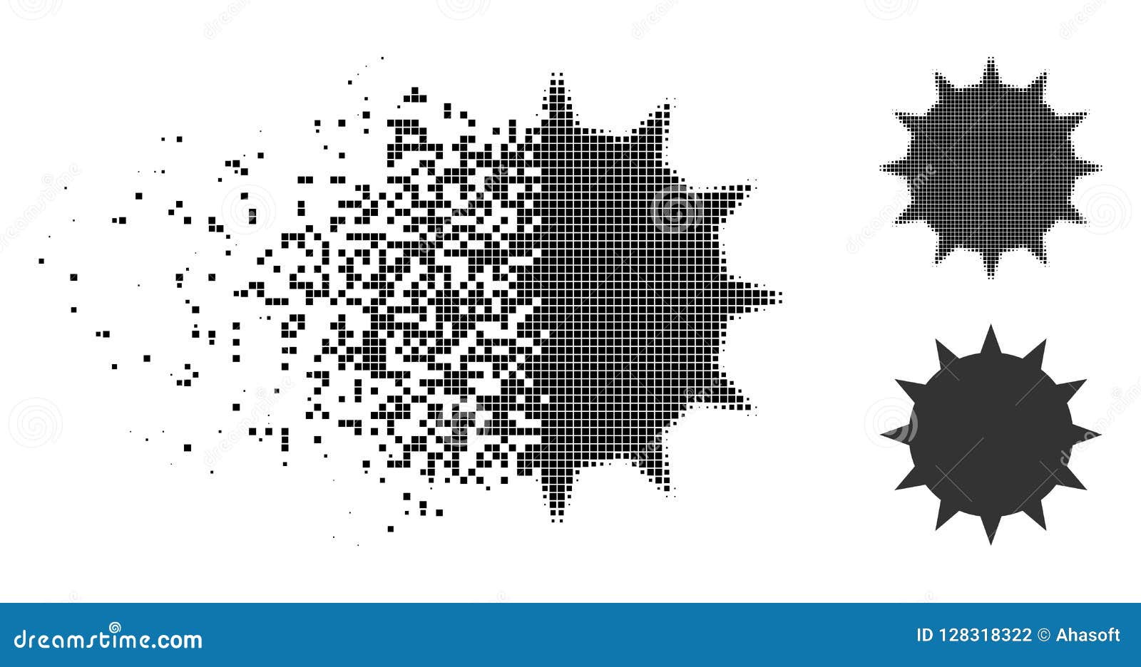 Dispersed Dot Bacterium Spore Icon And Grunge Bacterium Seal Cartoon ...
