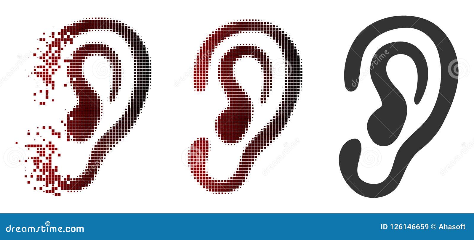 Destructed Dotted Halftone Ear Icon Stock Vector - Illustration of ...