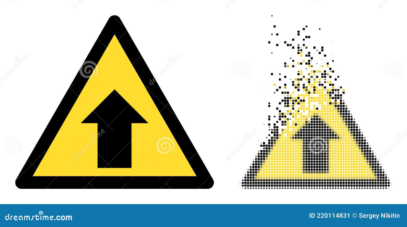 Destructed Dotted and Original Up Direction Warning Icon Stock Vector ...
