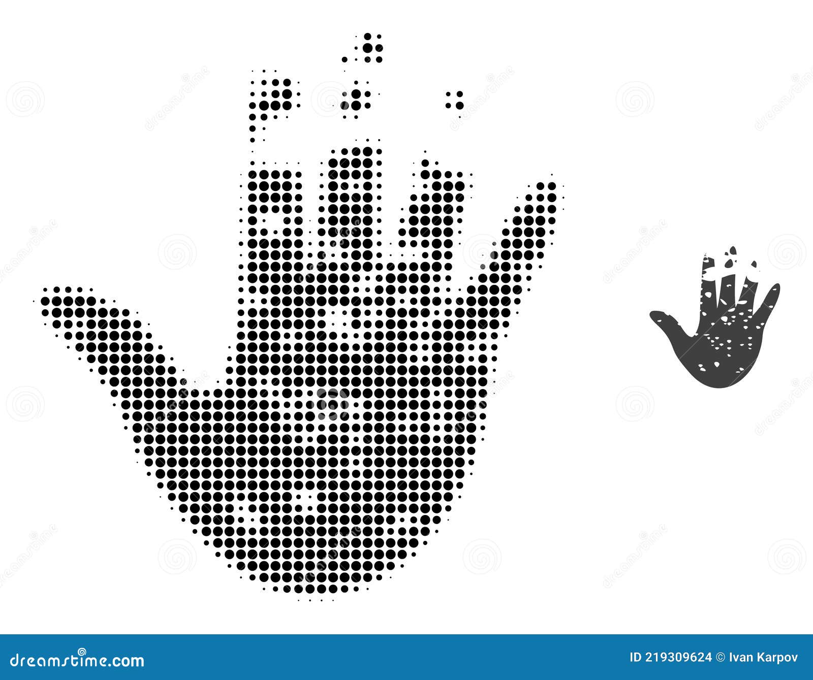 Destructed Hand Halftone Dotted Icon Stock Vector - Illustration of ...