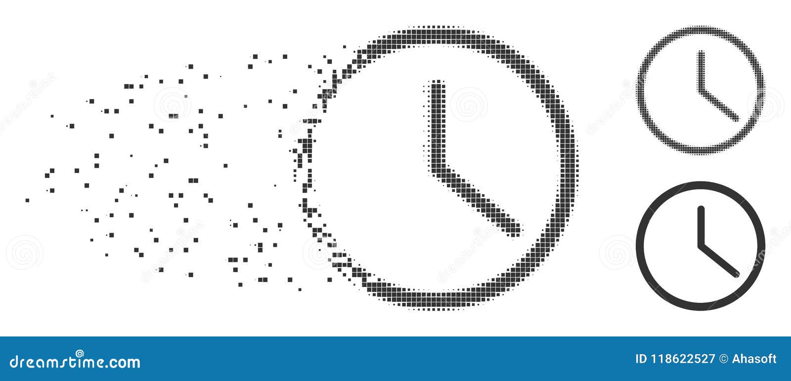 Destructed Pixel Halftone Clock Icon Stock Vector - Illustration of ...