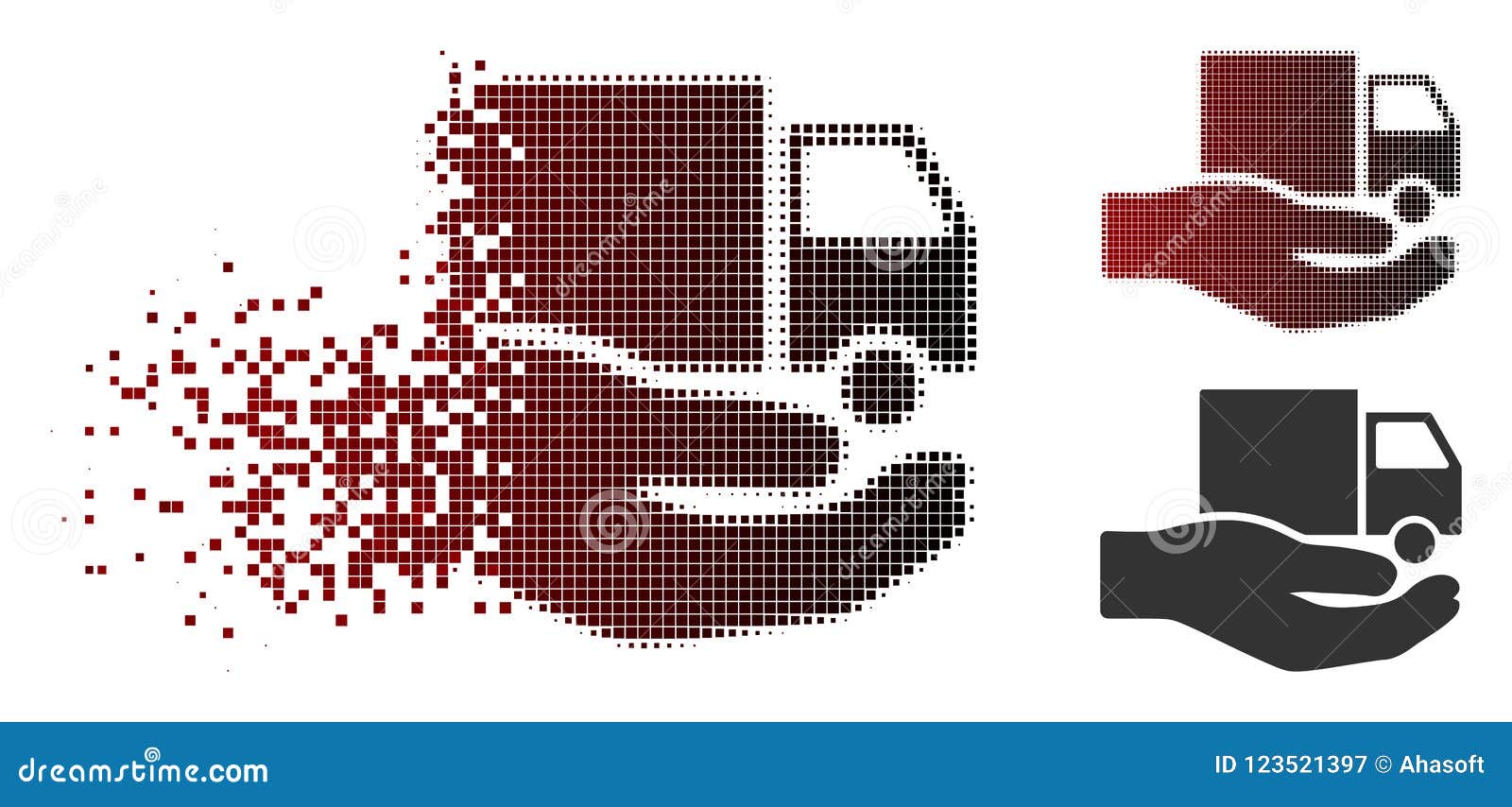 Destructed Pixel Halftone Delivery Service Hand Icon Stock Vector ... Destructed Pixel Halftone Delivery Service Hand Icon Stock Vector ...