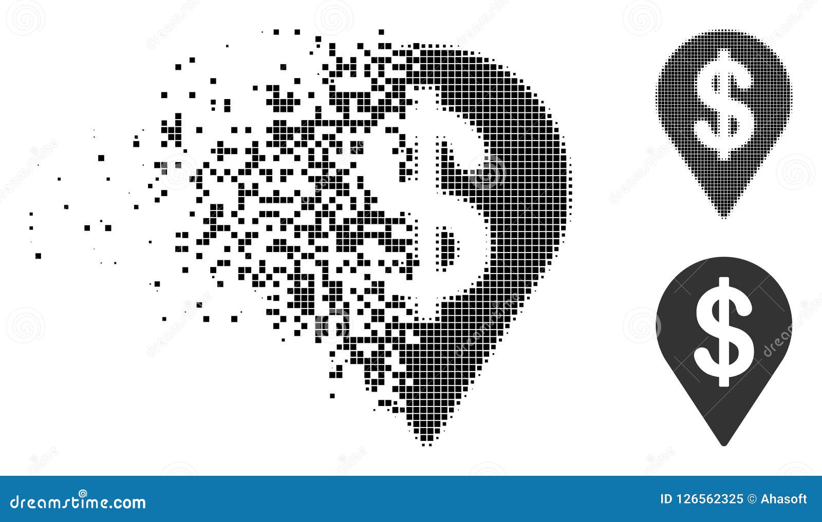 Destructed Pixel Halftone Dollar Map Pointer Icon Stock Vector ... Destructed Pixel Halftone Dollar Map Pointer Icon Stock Vector ...
