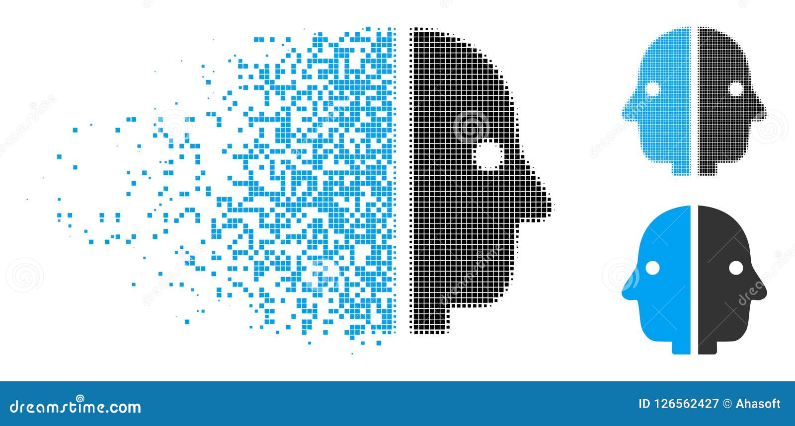 Destructed Pixel Halftone Dual Face Icon Stock Vector - Illustration of ... Destructed Pixel Halftone Dual Face Icon Stock Vector - Illustration of ...